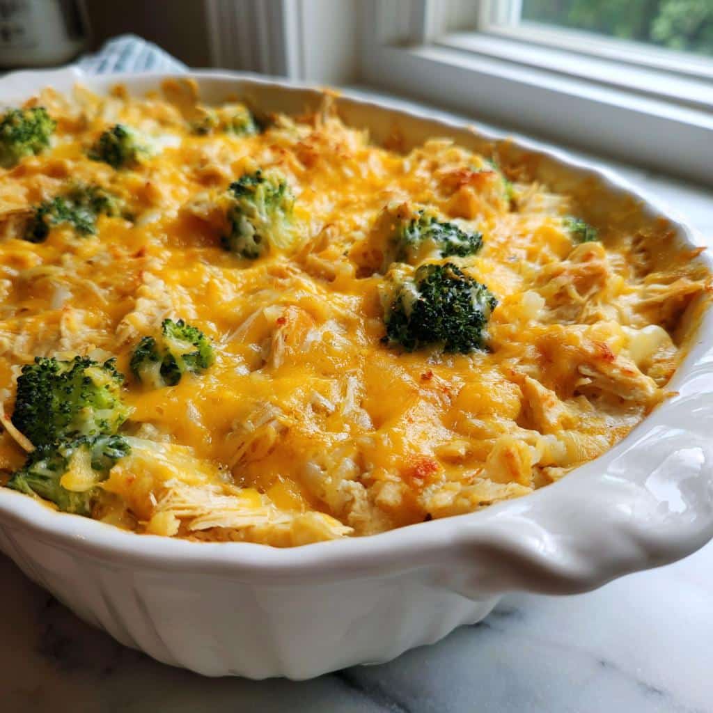 Creamy 15-Minute Chicken Casserole with Broccoli and Cheddar