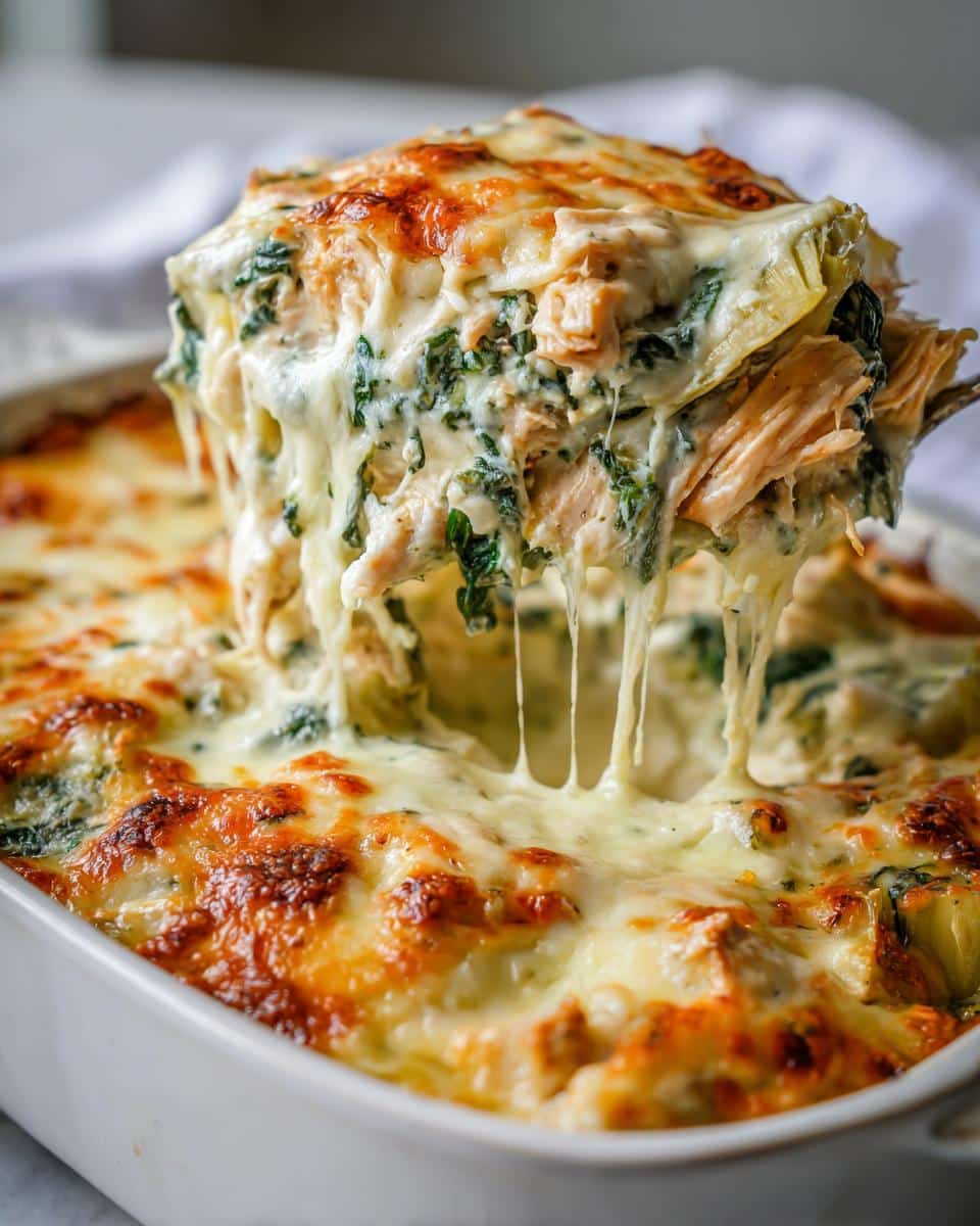 3-Ingredient Chicken Casserole with Spinach and Artichokes