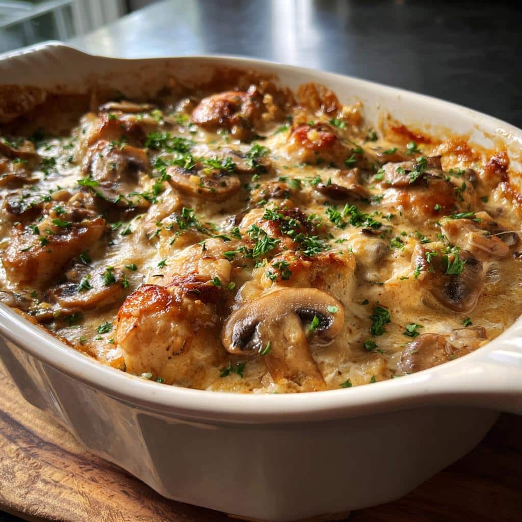 Creamy Chicken and Rice Casserole with 8 Mushroom Secrets