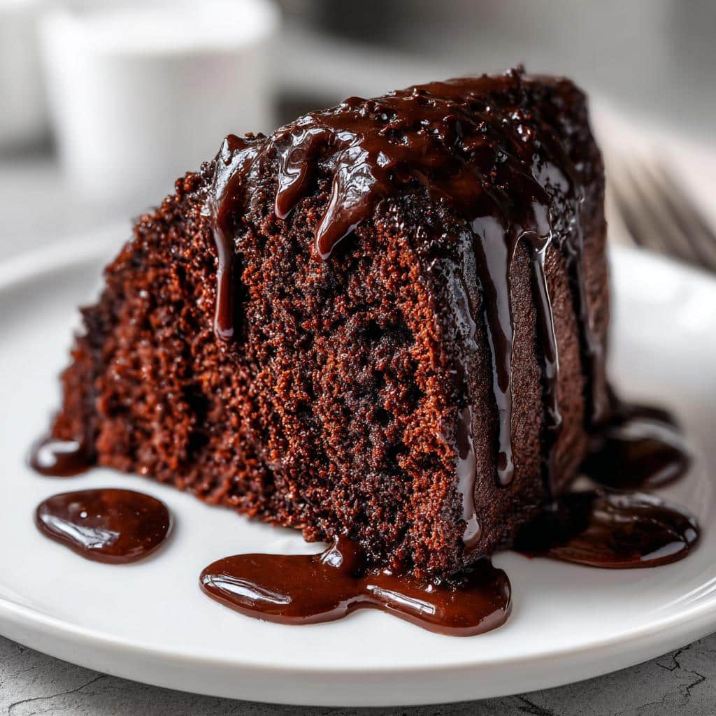 Moist Chocolate Cake with Rich Fudge Sauce in 30 Minutes