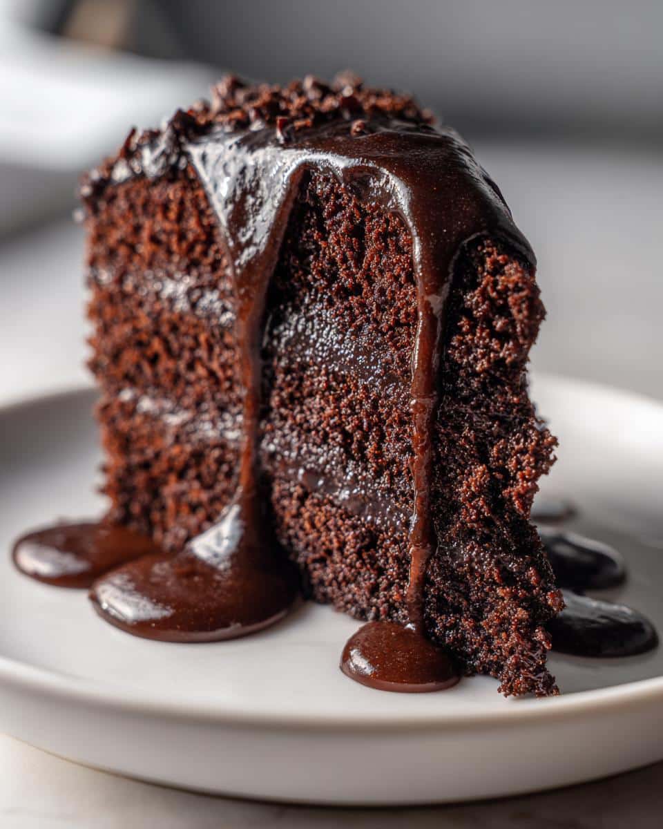 Moist Chocolate Cake with Rich Fudge Sauce in 30 Minutes