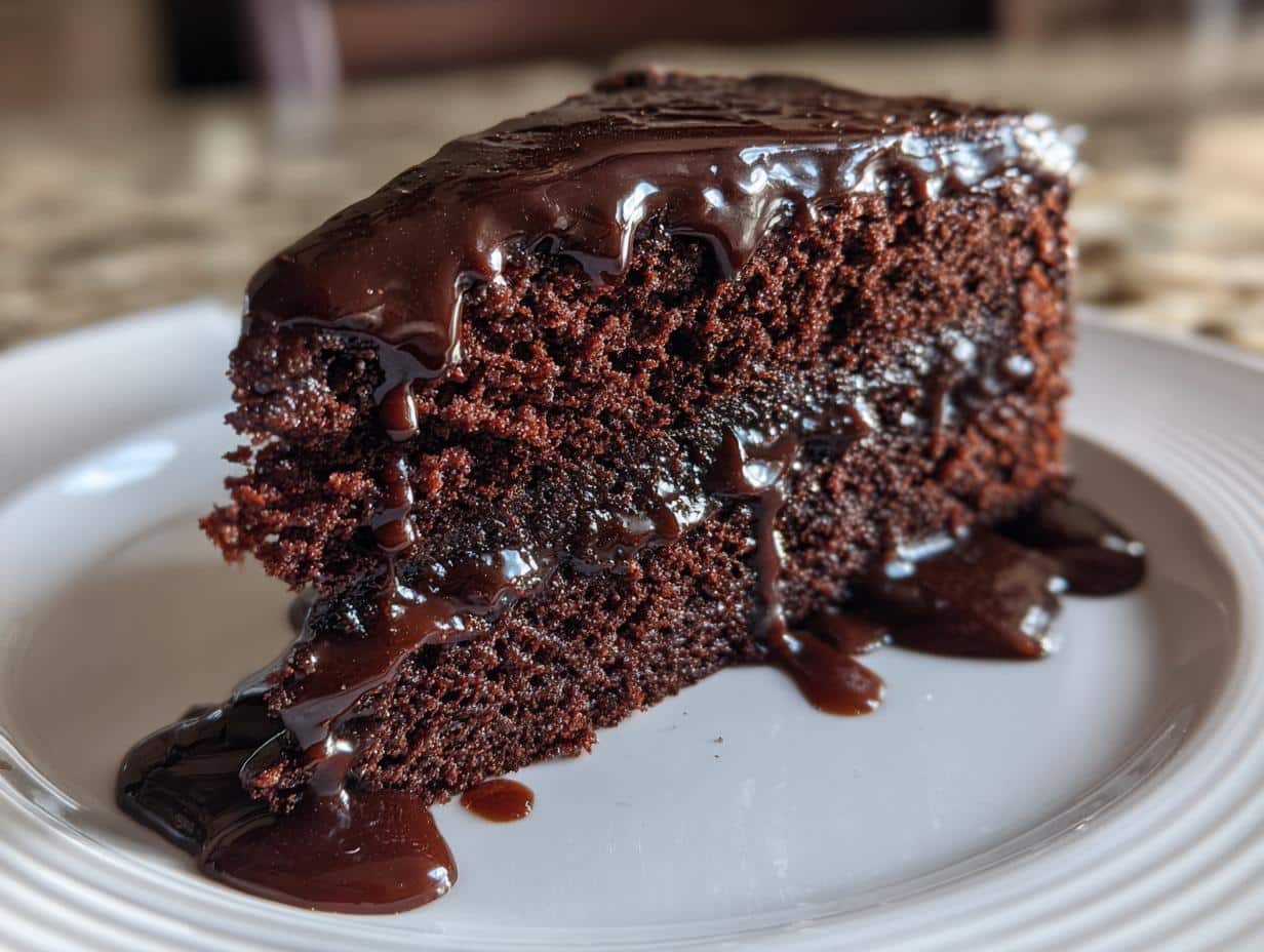 Moist Chocolate Cake with Rich Fudge Sauce in 30 Minutes