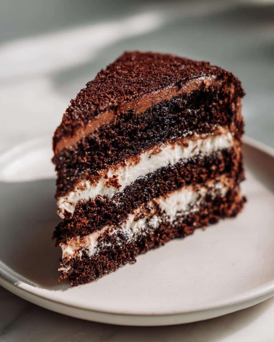 Decadent 2-Layer Chocolate Cake with Creamy Filling
