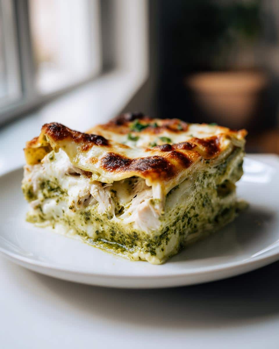 Creamy Pesto Chicken Lasagna with Basil Flavor in 45 Minutes