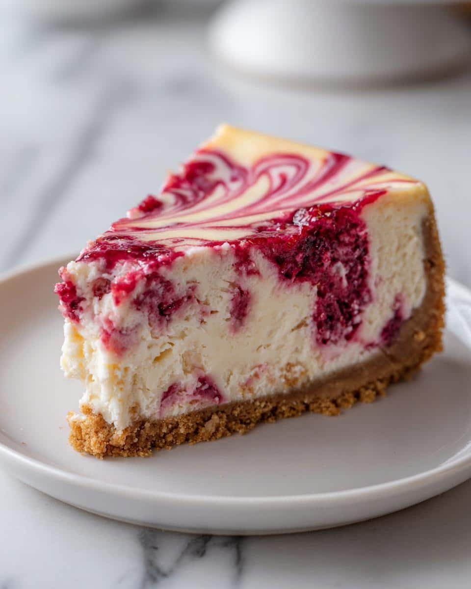 Creamy Raspberry Cheesecake with Tangy Swirl in 5 Easy Steps